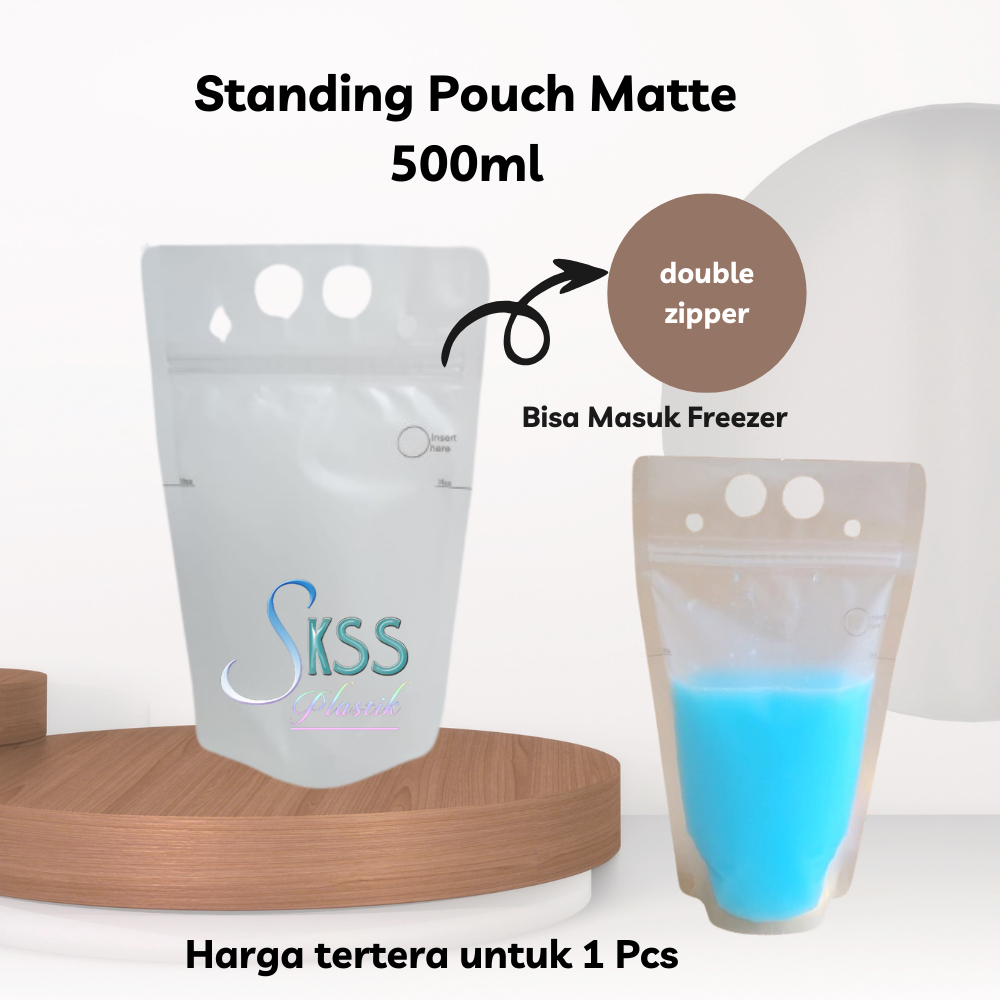 Jual Standing Pouch Matte Ziplock Kemasan Minuman Kekinian 450ml 500ml ...