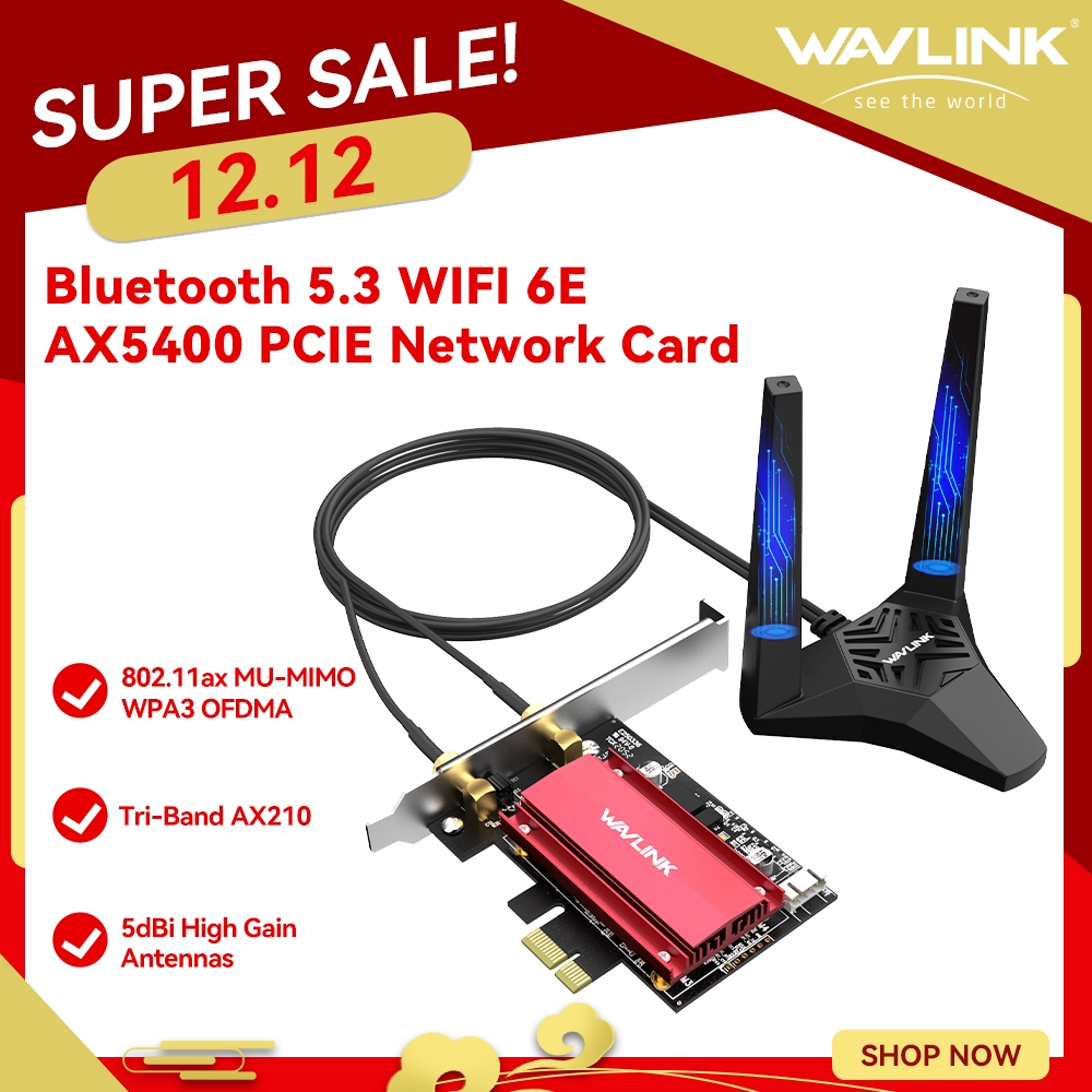 Jual Wavlink WiFi 6E PCIe Network Card, Tri-Band AX210 Wireless Adapter ...