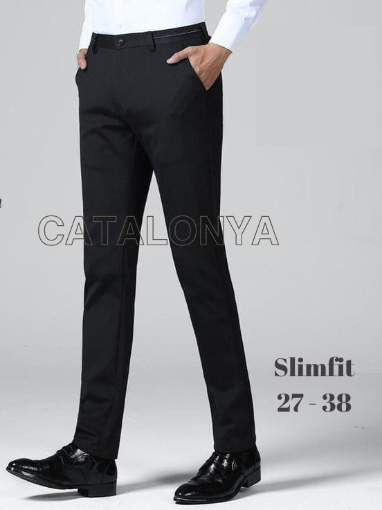 Jual CATALONYA - Celana Kantor Formal Kerja Pria Slimfit Bahan Dasar Kain | Shopee Indonesia