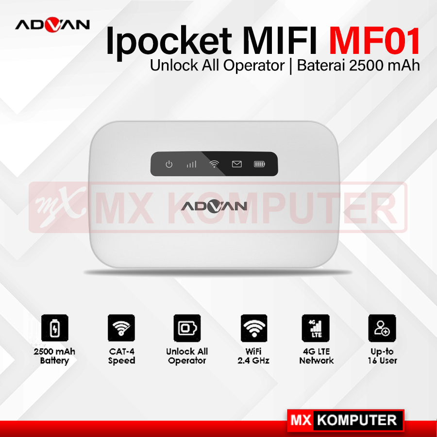 Jual Modem Wifi ADVAN MF01 Mifi IPocket 4G LTE Unlock All Operator 2500 ...