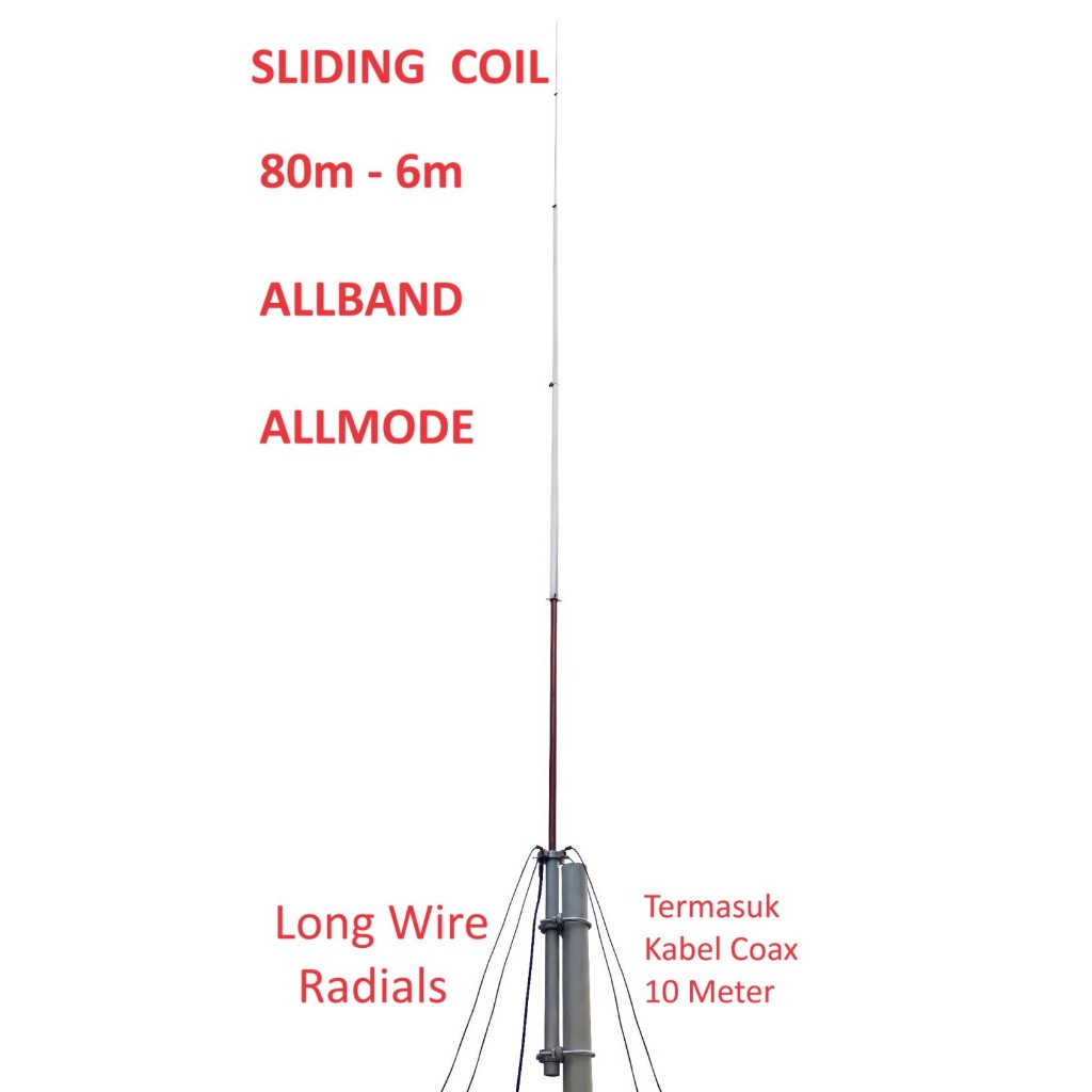 Jual Antena HF SSB Sliding Coil 3.6-50Mhz 80m-6m Band 500W Antenna Base ...