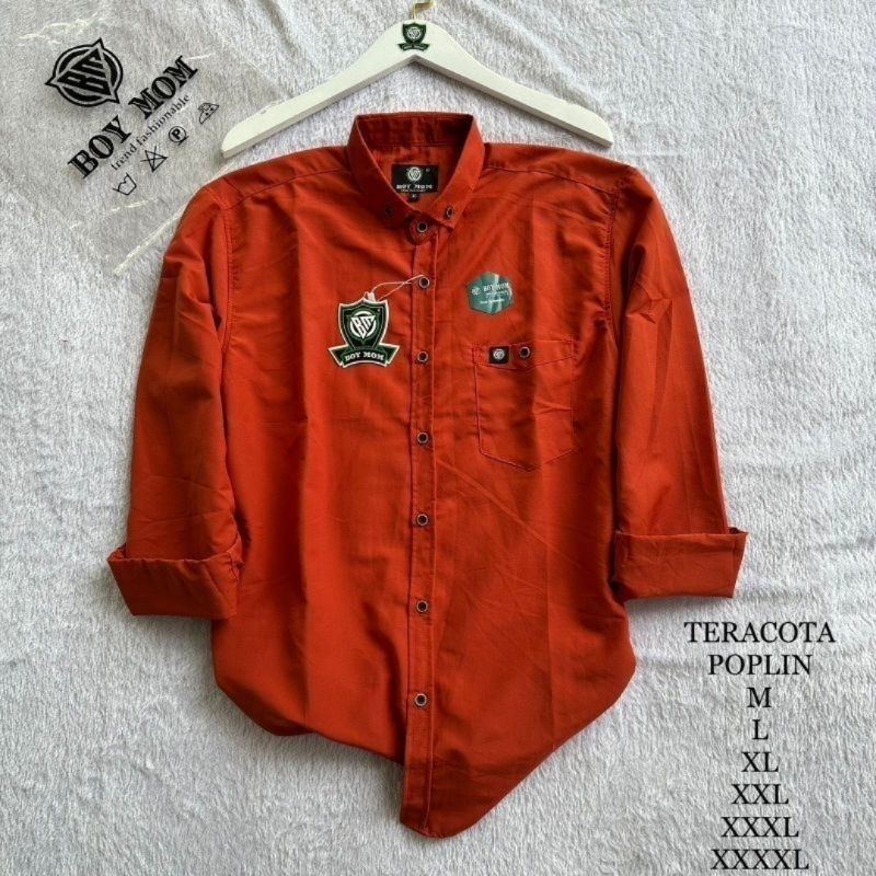 Jual Kemeja Polos Pria Lengan Panjang Warna Teraccota / Merah Bata ...
