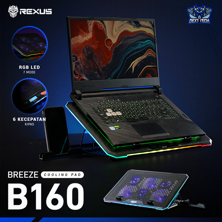 Jual Rexus Breeze B160 Cooling Pad Laptop Fan With RGB | Shopee Indonesia