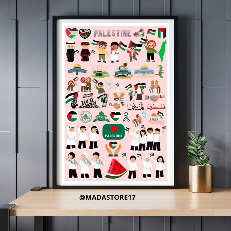 Jual WALL DECOR STICKER POSTER A3+ TEMA FREE PALESTINA | CETAK TANPA ...
