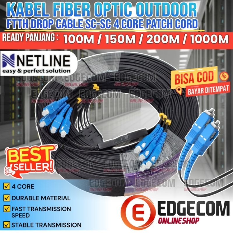 Jual NETLINE KABEL FIBER OPTIC FO 4 CORE PRECON FTTH SC OUTDOOR 200 METER | Shopee Indonesia