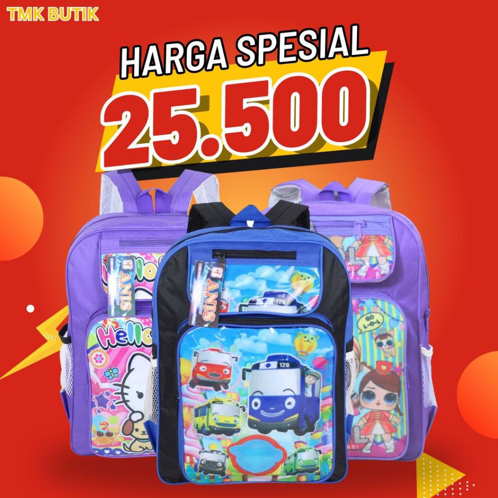 Jual OBRAL DISKON PROMO Tas Anak Sekolah TK SD Gambar Kartun Pink Ungu ...