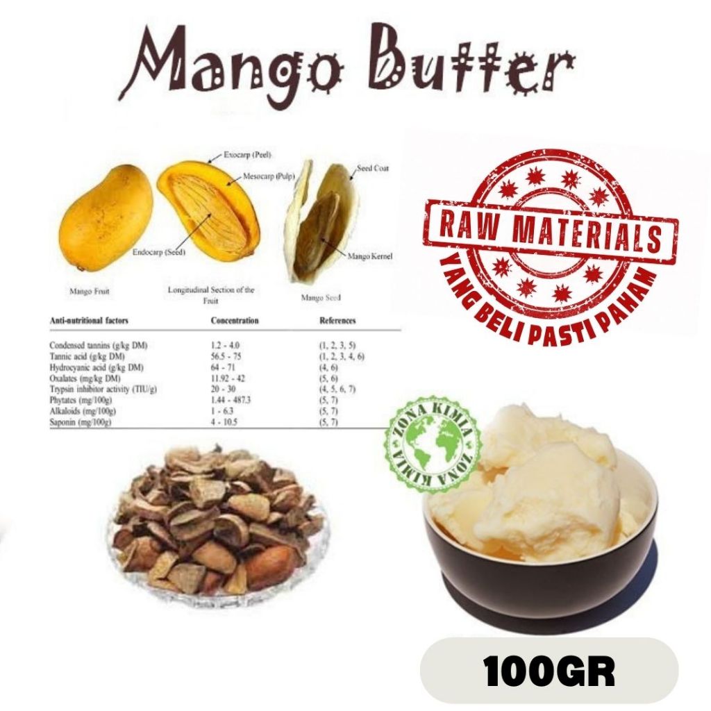 Jual Mango Butter 100 gram Refined Mango Butter Lemak Mangga 100gr ...
