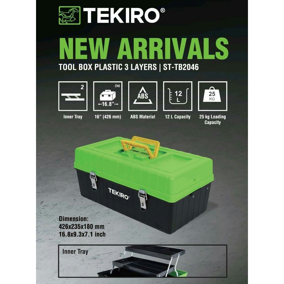 Jual TB2046 TOOL BOX TOOLBOX KOTAK PERKAKAS PLASTIK PVC 3 SUSUN TEKIRO 2046 | Shopee Indonesia