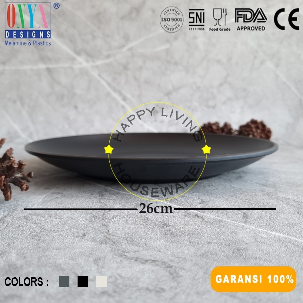 Jual ONYX Piring Bulat Melamin 9in Black Granite Piring Ceper Premium ...