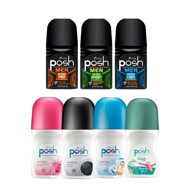 Jual Posh Deodorant Roll On Anti Stain Girl Man All Varian 50ml ...