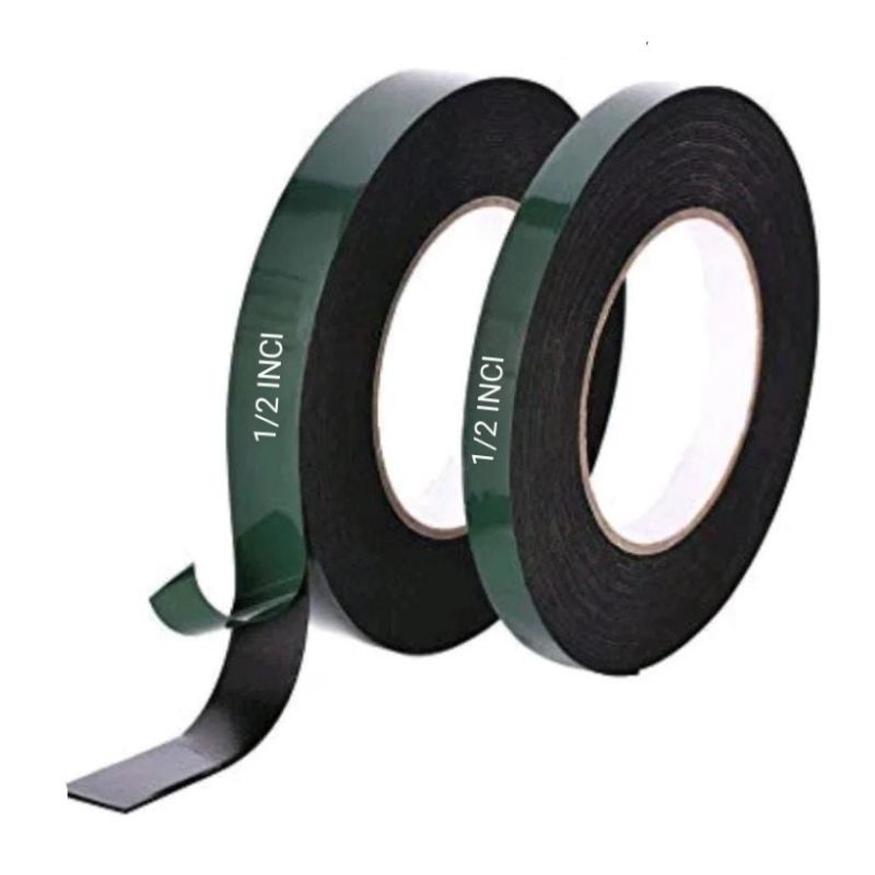 Jual Double Tape Foam Hijau 1/2 Inci x 5 Meter (1 Rol) | Shopee Indonesia