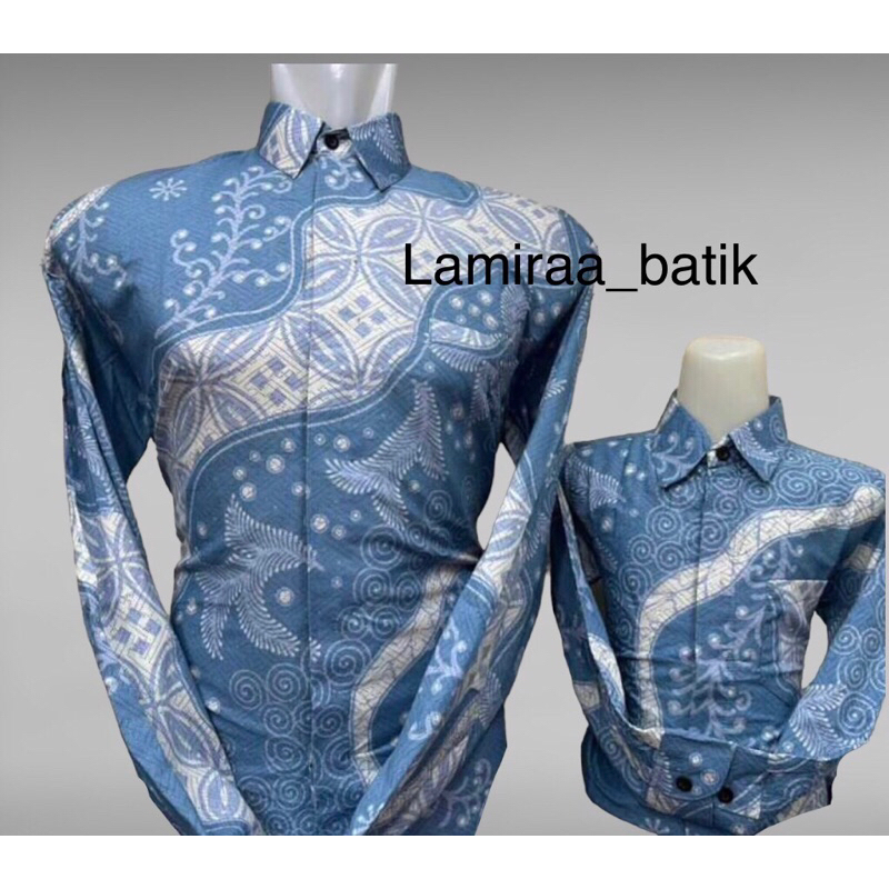 Jual Batik couple ayah & anak BABY BLUE pake lapisan furing hero katun ...