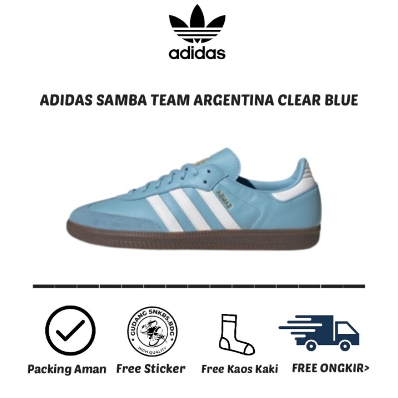 Jual (GUDANGSNKRS) Adidas Samba Team Argentina Clear Blue | Shopee ...