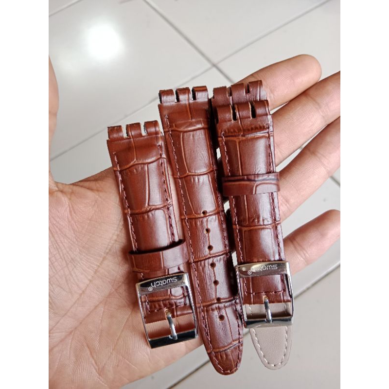 Jual Strap Tali Jam Tangan Swatch 19mm Kulit Jam Tangan Swatch Coklat