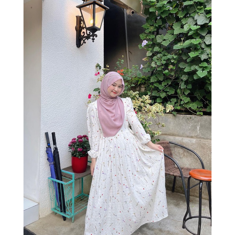 Jual FREYA DRESS | DRESS KOREAN STYLE FLOWERY DRESS MOTIF BUNGA VINTAGE ...