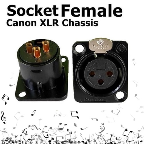 Jual Socket XLR Canon Female 3 Pin Body Metal Soket Jack Mic Microphone ...
