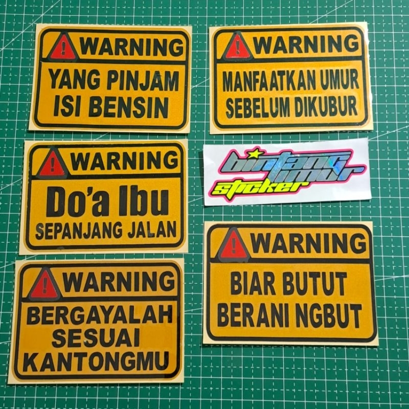 Jual STICKER STIKER WARNING KATA KATA BIJAK DOA IBU,ISI BENSIN DLL CUTTING STICKER | Shopee ...