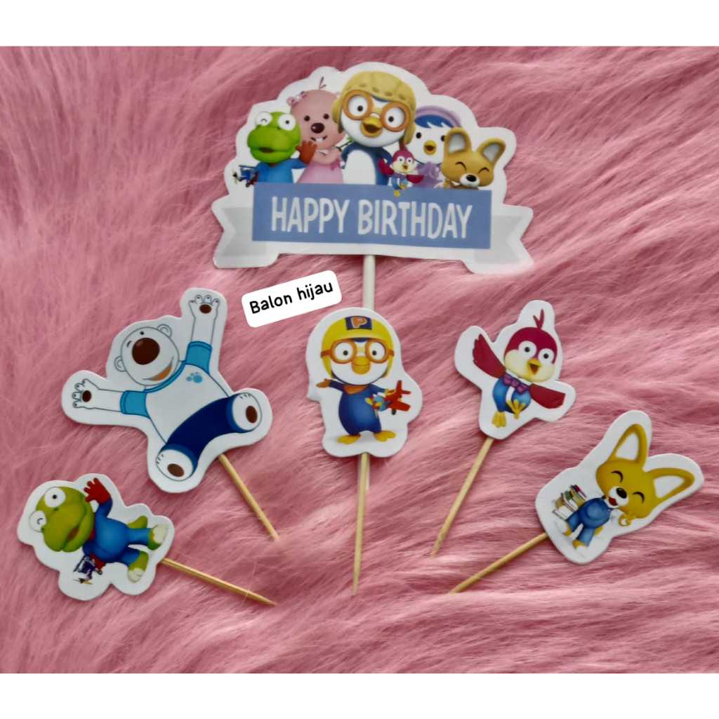 Jual Topper Cake Karakter Pororo 1 Set Isi 6 Pcs / Topper Karakter ...