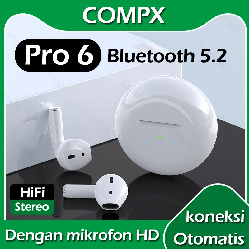 Jual TWS Pro 6 Headset Bluetooth Fantasi Ungu Mikrofon Wireless ...