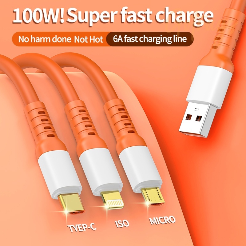 Jual 100W 6A Metal Super Fast Charge Type-C Liquid Silicone Cable Quick ...