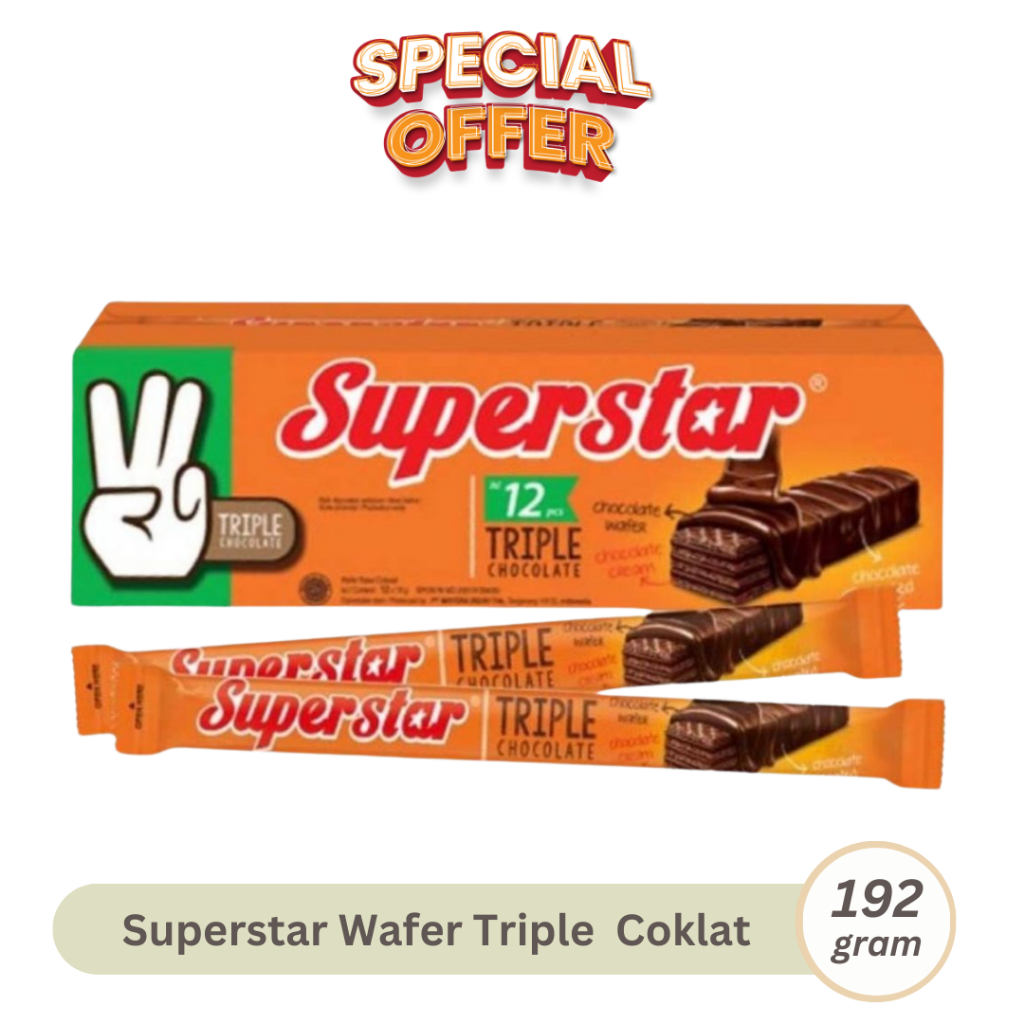 Jual Superstar Wafers Triple Chocolate 1BOX isi 12pcs Snack Wafer ...