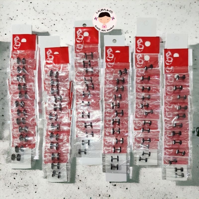 Jual Anting Percing Barbel 12pc Stainles Pearcing Roda Hitam Telinga ...