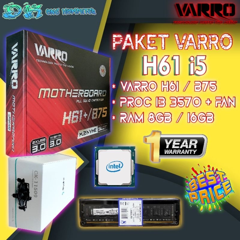 Jual Paket Proc I5 Gen 3 Ram ( Mobo Varro H61 + Proc Core i5 3570 3 ...