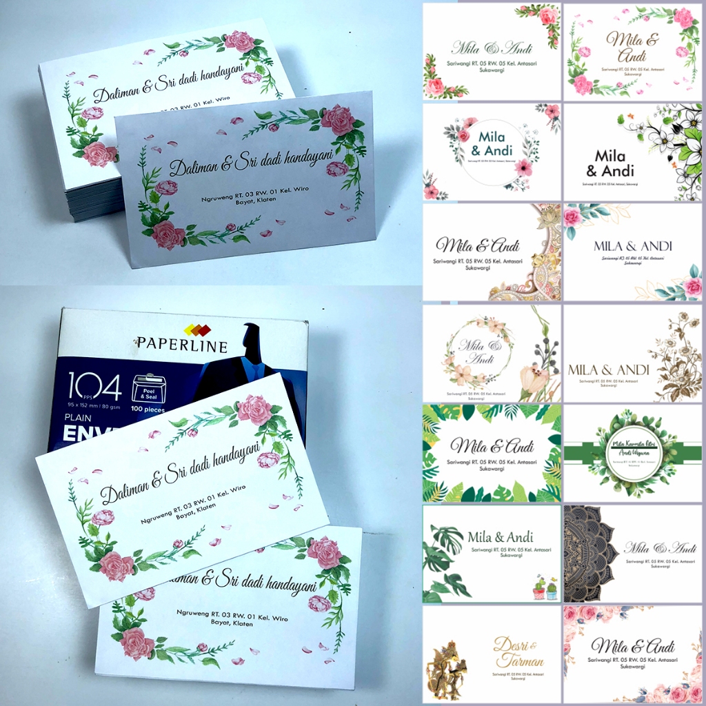 Jual (isi 100lbr Custom nama & alamat) Cetak Amplop Kondangan Wedding Envelope Amplop sumbang ...