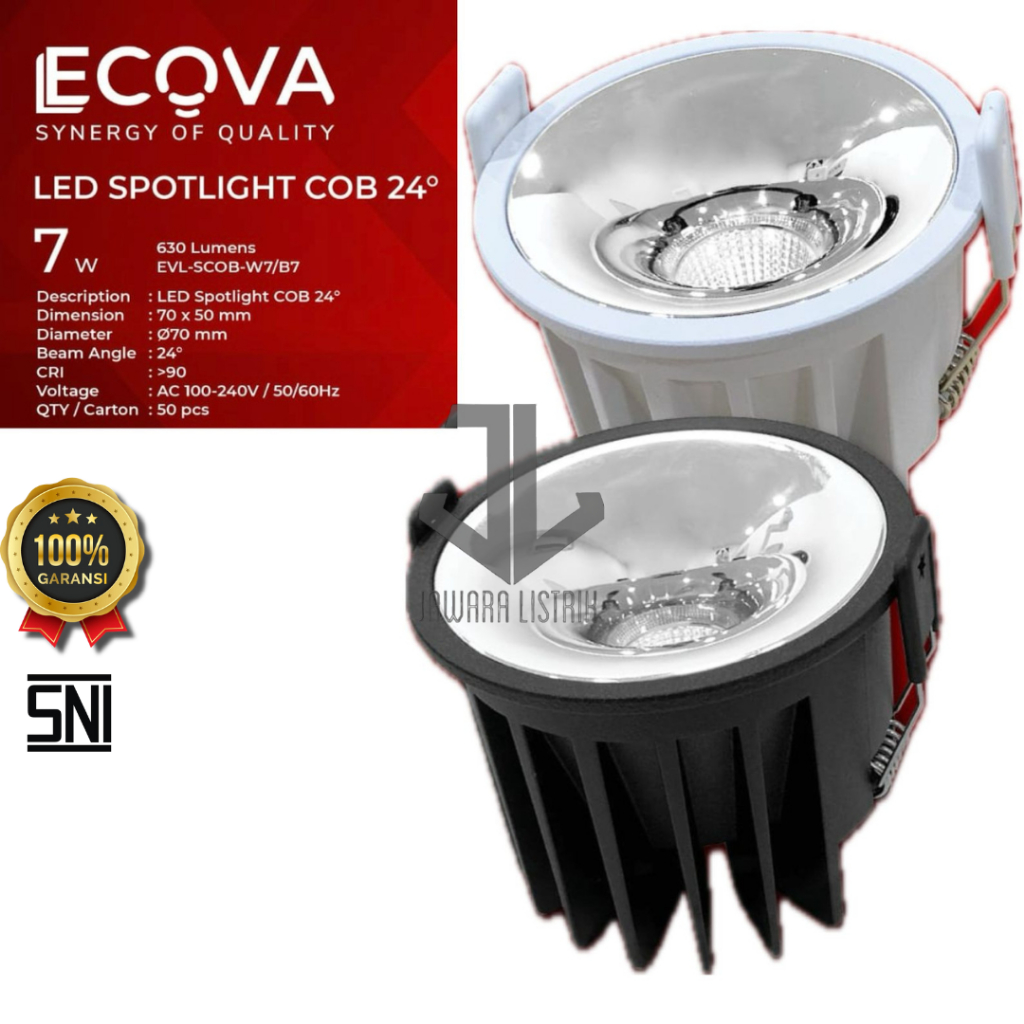 Jual ECOVA LED DOWNLIGHT COB 24 DERAJAT 7 WATT BERGARANSI | Shopee Indonesia