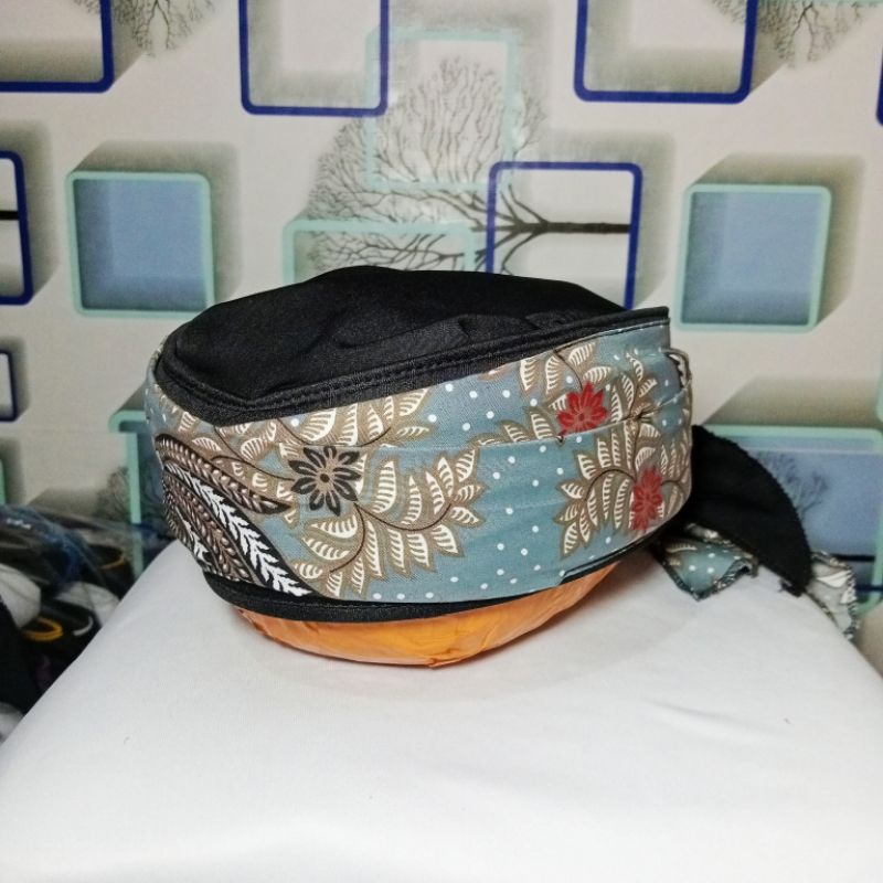 Jual Peci batik santri batik katun biru imamah modern permanen siap ...