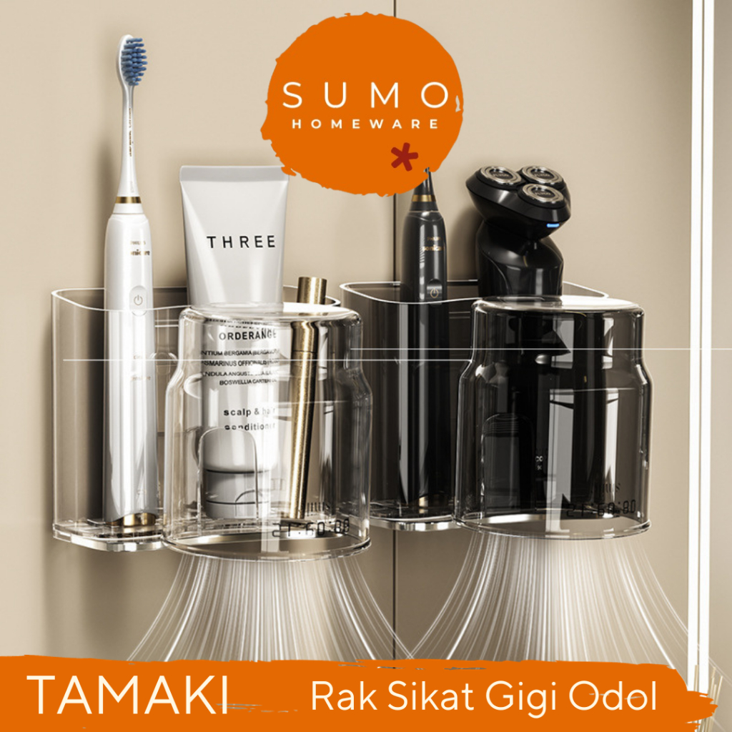 Jual |SUMO| TAMAKI Organizer Tembok Gosok Gigi Bening Wadah Toilet ...