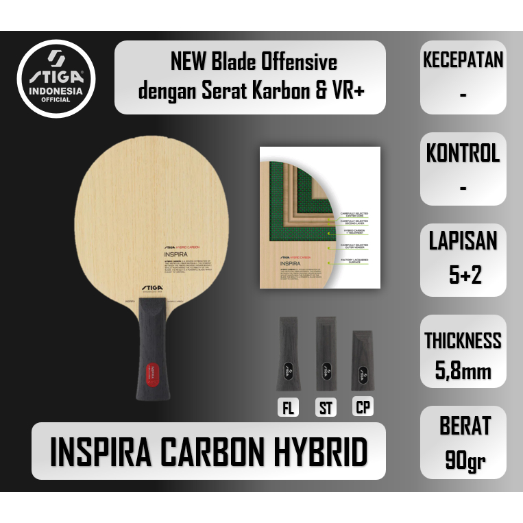 Jual INSPIRA Hybrid Carbon Kayu Blade Pingpong ITTF Original STIGA | Shopee Indonesia