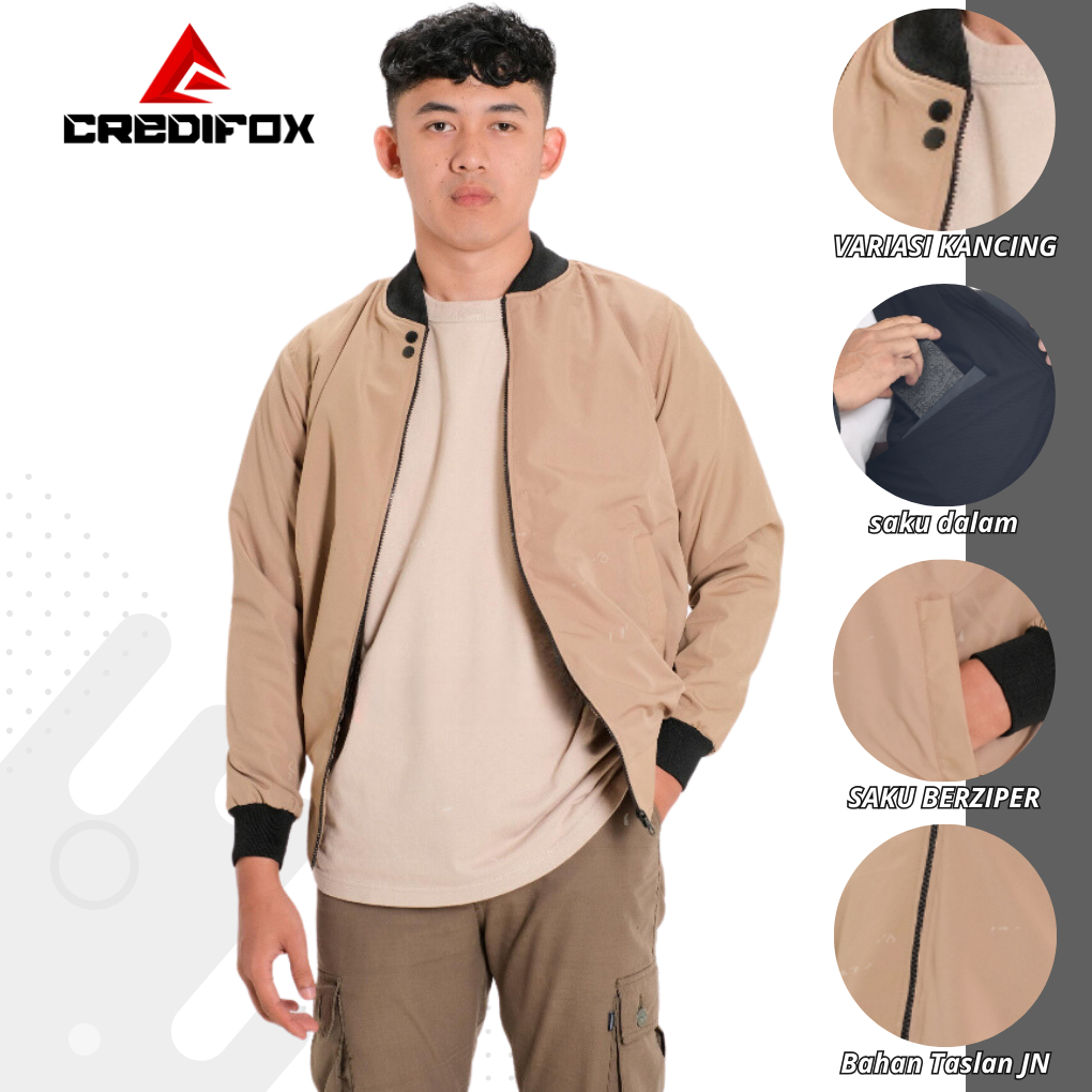 Jual CREDIFOX Jaket bomber pria polos - bomber jacket pria wanita bahan ...