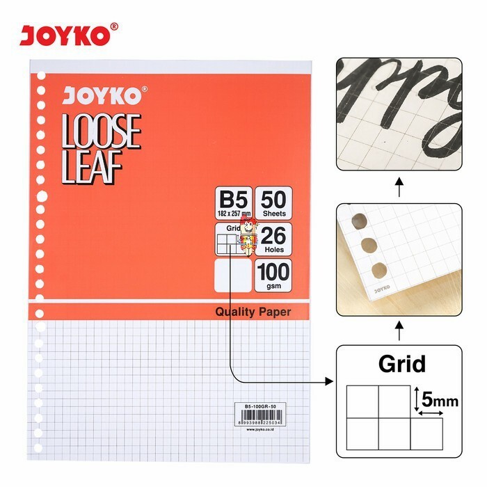 Jual Joyko Loose Leaf Grid (kotak) A5 & B5 - 50 Lembar (100 gsm) | Shopee Indonesia
