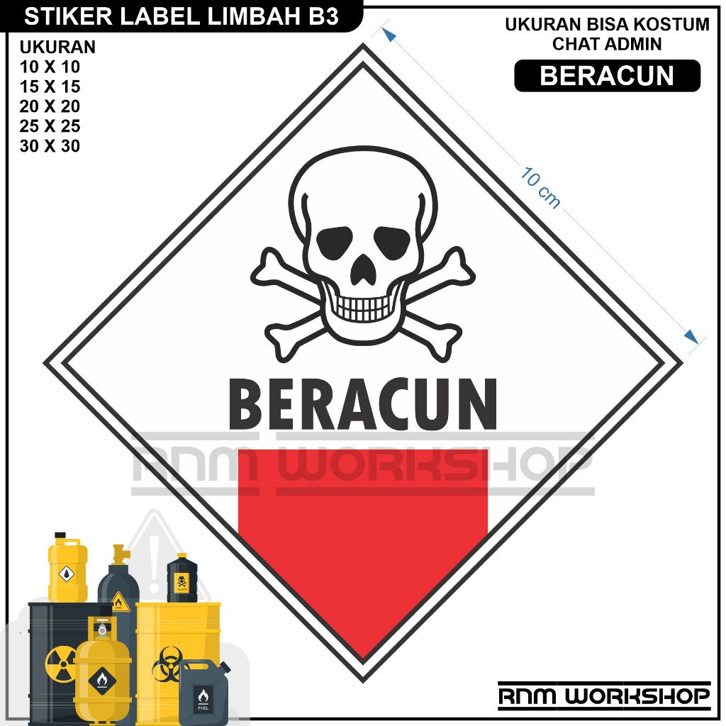 Jual Sticker Label Tanda Limbah B3 ukuran bisa kostum | Shopee Indonesia