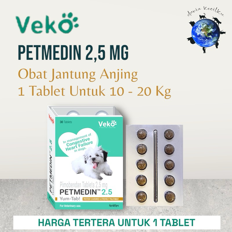 Jual Petmedin By Veko Pimobendan Tablet 2,5mg Obat Jantung Anjing 1 TABLET (10-20 Kg) | Shopee ...