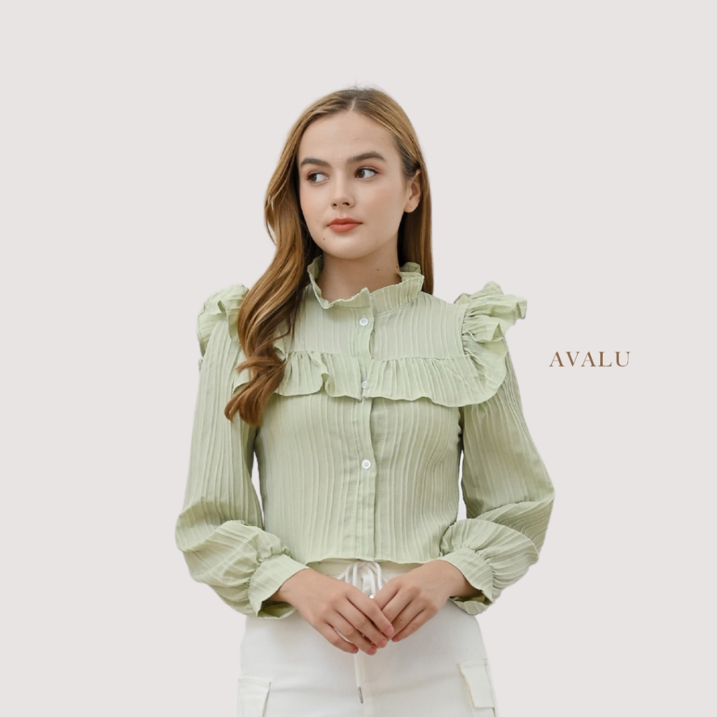 Jual [NEW ARRIVAL] Avalu - Nicole Frills Ruffle Shirt | Shopee Indonesia