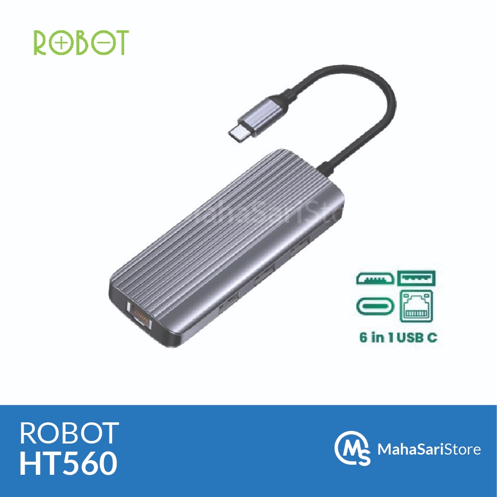 Jual Robot HT560 6 in 1 USB Hub Type-C 3.0 HDMI LAN HDMI PD 100W ...