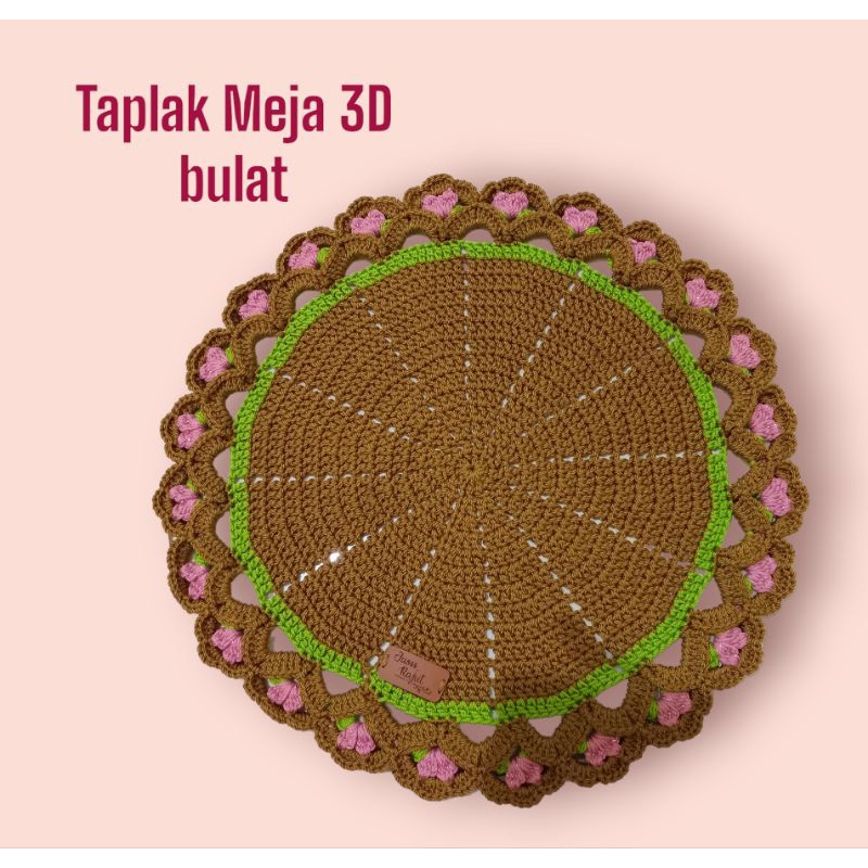 Jual Taplak Meja bulat rajut hamdmade 3D | Shopee Indonesia