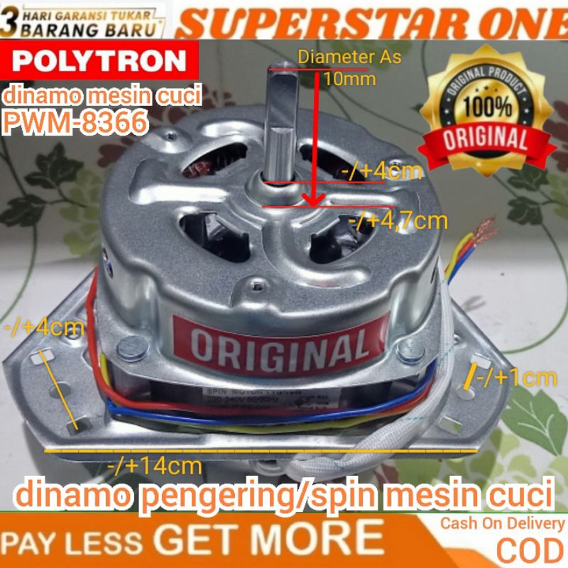 Jual Dinamo pengering/spin polytron PWM-8366 MESIN CUCI 2 TABUNG | Shopee Indonesia