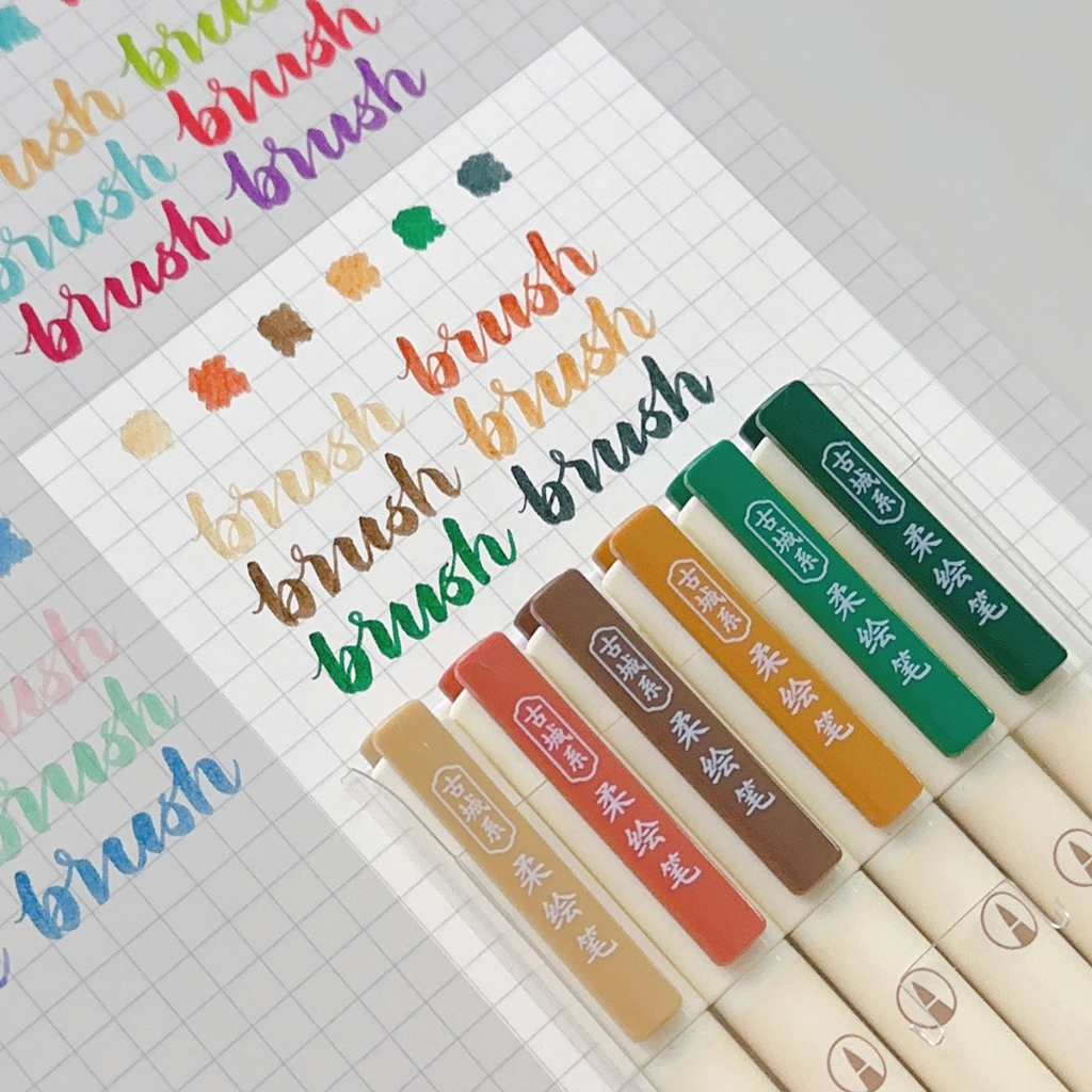 Jual Winzige Set 6 Pcs Soft Brush Pen Calligraphy Pen Aesthetic Vintage ...
