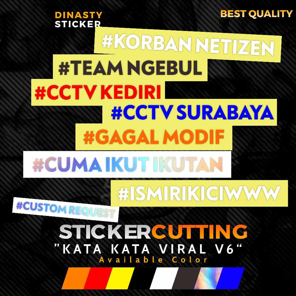 Jual STICKER STIKER CUTTING KATA KATA VIRAL V6 KORBAN NETIZEN TEAM ...