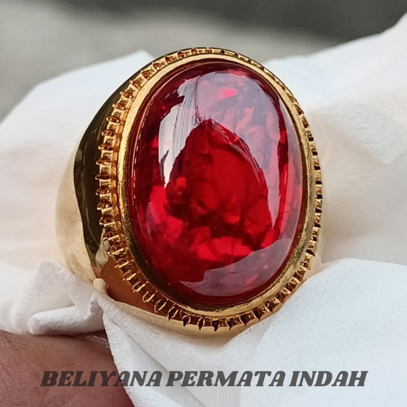 Jual Cincin Batu Red Garnet Pecah Seribu Asli Sufer mewah | Shopee ...
