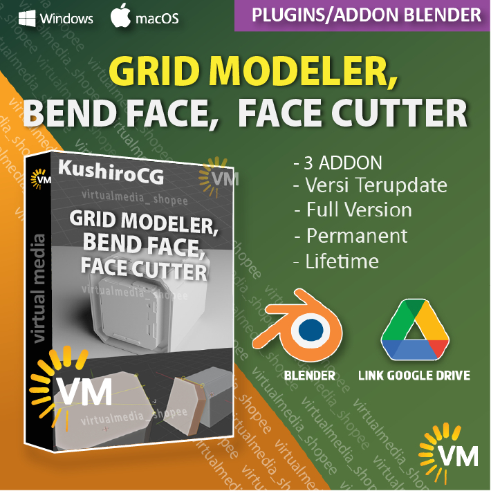 Jual BLENDER GRID MODELER FACE CUTTER BEND FACE BLENDER MARKET ADDONS KUSHIRO CG PLUGINS 3D ...