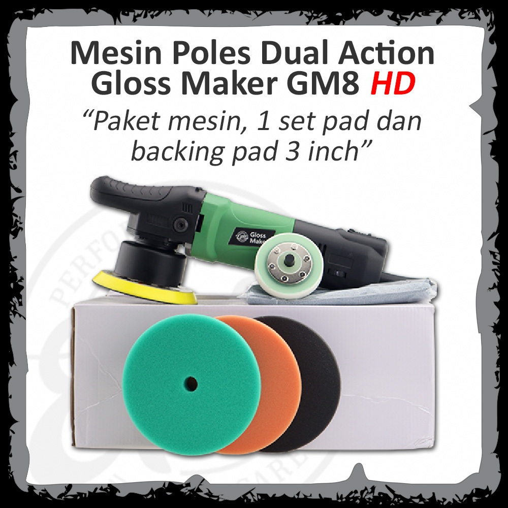 Jual Dual Action Polisher Mesin Pemoles Mobil Gloss Maker GM8 HD Dan Backing Pad 3 inch Spon ...