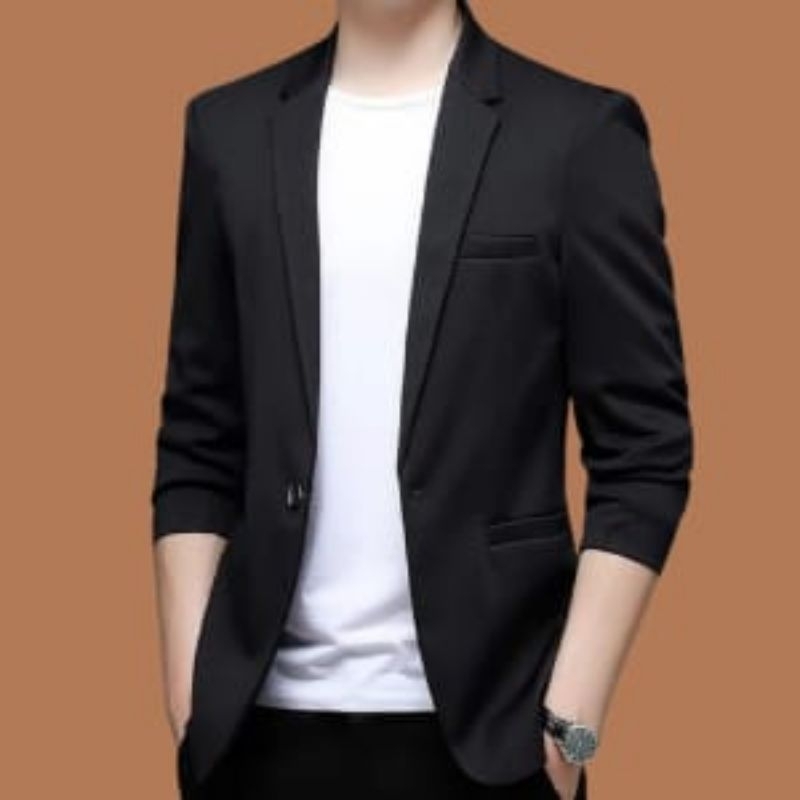 Jual Jas / Blazer Pria Hitam Formal Casual Kancing Satu Slimfit | Shopee Indonesia