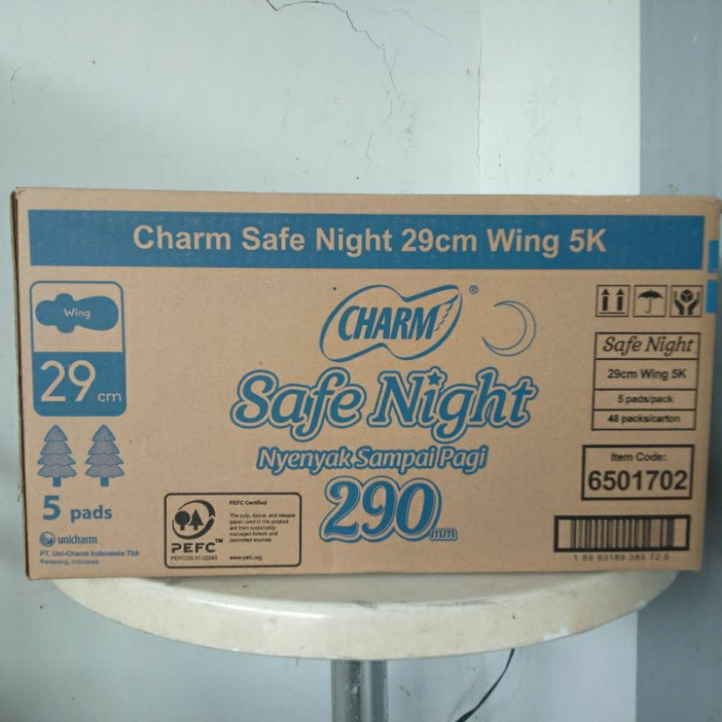Jual Charm safe night 29cm isi 5 pads wings kartonan pembalut wanita pembalut malam pembalut ...