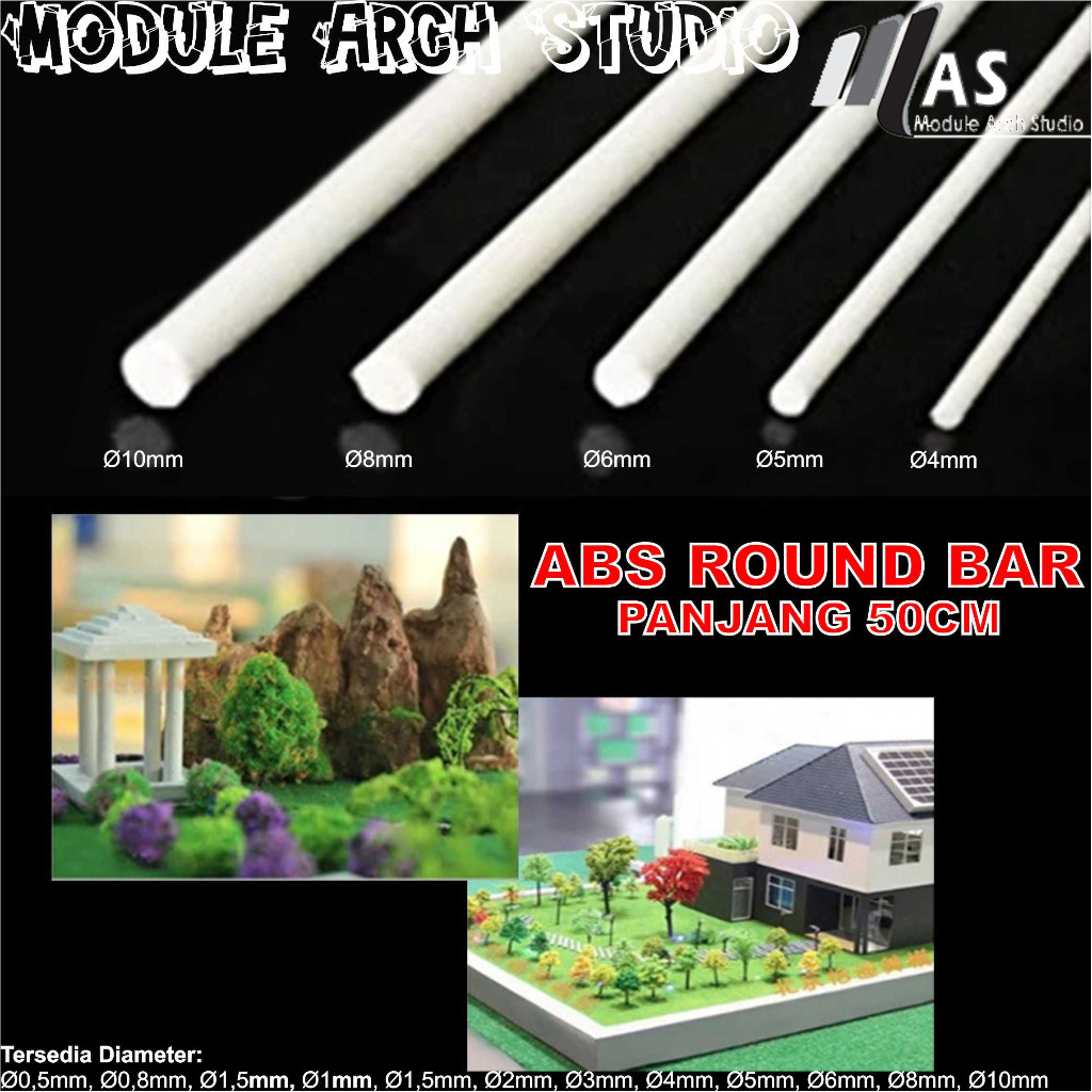 Jual ABS Round Bar Diameter 4mm sampai 10mm - ABS Round Rod - Stick ...