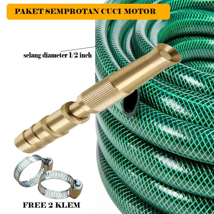 Jual Paket Selang Set Alat Cuci Motor Selang Air Serat Benang Hijau ...