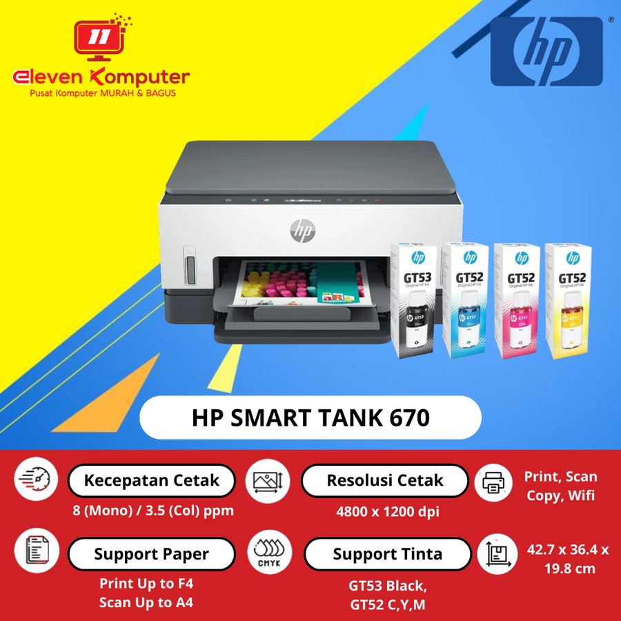 Jual Printer HP Smart Tank 670 All in One Wifi Printer HP 670 | Shopee ...